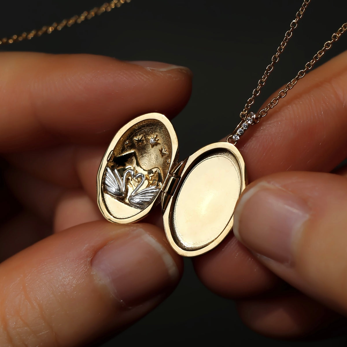 Swan lake locket necklace – TED&MAG JEWELRY STUDIO